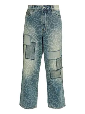 A BATHING APE Patterned Relaxed Fit Jeans - Blue