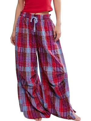 Free People Find The Time Lounge Pants - Maroon Combo