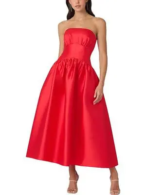 Shoshanna Mikado Posy Dress - Apple