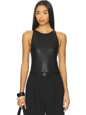 Lapointe Faux Leather Halter Bodysuit - Black
