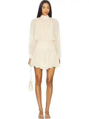 NICHOLAS Cecile High Neck Mini Dress With Godets - Pearl