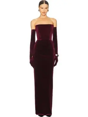 BRONX AND BRONCO Florentina Strapless Velvet Gown - Burgundy