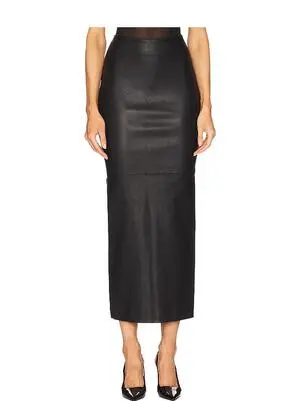 Sprwmn Maxi Tube Leather Skirt - Black