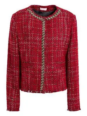 LIU •JO Checked Tweed Jacket - Red
