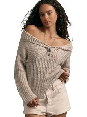 Astr The Label Franisbel Twist-front Pullover Sweater - Taupe Metallic