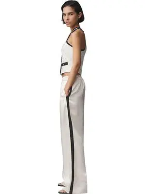 Sanctuary Satin Track Pants - Ivory