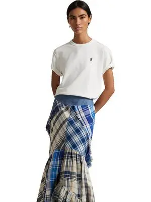Ralph Lauren Patchwork Plaid Maxi Skirt - Blue Multi