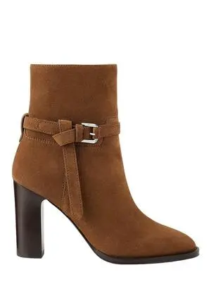 Ralph Lauren Donnely 90 Mm Calf-suede Bootie - Cognac