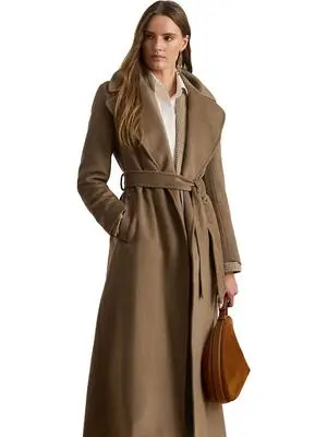 Ralph Lauren Wool-blend Wrap Maxi Coat - Taupe