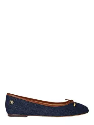 Ralph Lauren Jayna Leather-trim Denim Flat - Vayra Wash/lauren Tan