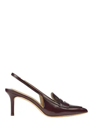 Ralph Lauren Khloe Leather Slingback Loafer Pumps - Dark Garnet