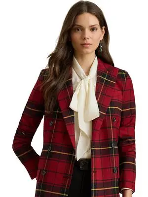 Ralph Lauren Plaid Double-breasted Wool-blend Blazer - Red/black/yellow Multi
