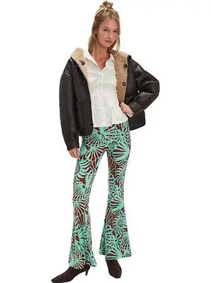 Free People Floral Flared Pants - Cowboy Combo