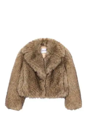 STAND STUDIO Samara Eco Fur Short Jacket - Beige