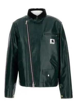 Sacai X Carhartt Wip Leather Jacket - Green