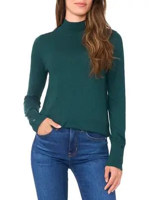 Halogen Button Cuff Turtleneck Sweater - June Bug