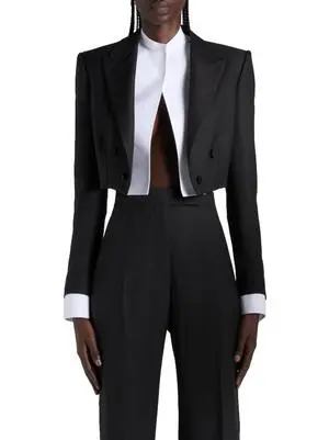TOM FORD Double-breasted Crop Tuxedo Jacket - Lb999 Black