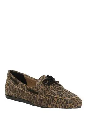 Lucky Brand Timini Leopard Print Boat Shoe - Leopard Suede