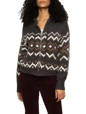 Sanctuary Fair Isle Zip-up Hoodie - Mocha Fairisle