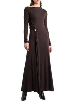BOSS Evargo One-Shoulder Long Sleeve Gown