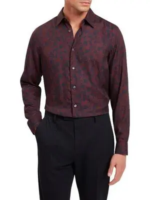 Ted Baker London Akselle Print Cotton Button-up Shirt - Maroon