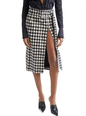LAQUAN SMITH Houndstooth Calf Hair Pencil Skirt - Black/white