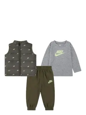 Nike Logo Print Puffer Vest Set - Medium Olive