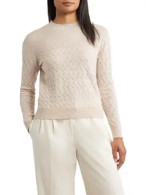 GRIFFEN Cable Wool & Cashmere Crewneck Sweater - Oat