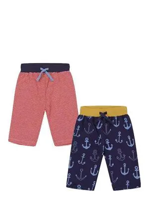 LILLY + SID Organic Cotton Anchor And Stripe Shorts 2 Pack - Multi