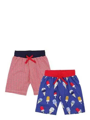 LILLY + SID Organic Cotton Happy Ice Cream And Stripe Print Short Set - Multi
