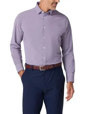 Mizzen+main Leeward Trim Fit Microcheck Performance Button-up Shirt - Mulberry Sam Plaid