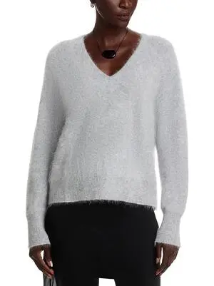 Bloomingdale'S Brushed V-neck Cashmere Sweater - Light Gray