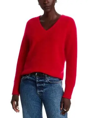 Bloomingdale'S Brushed V-neck Cashmere Sweater - Scarlet
