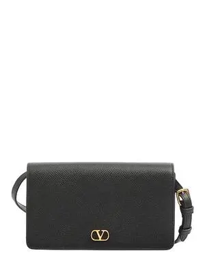 Valentino Garavani Vlogo Leather Shoulder Bag - Black