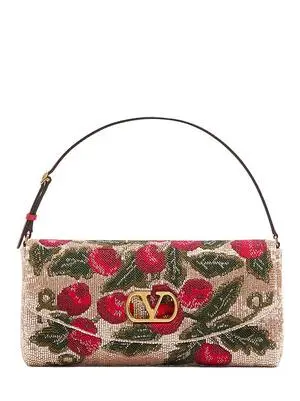 Valentino Garavani VLogo Beaded Top Handle Bag Red Multi