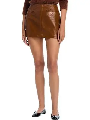 A.L.C. Cowan Leather Mini Skirt - Saddle