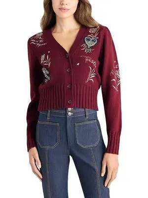 Cinq À Sept Heritage Rose Embroidered Cardigan - Mulberry Multi
