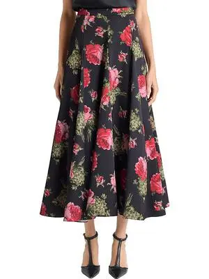Cinq À Sept Hilda Baroque Roses Skirt - Obsidian Multi