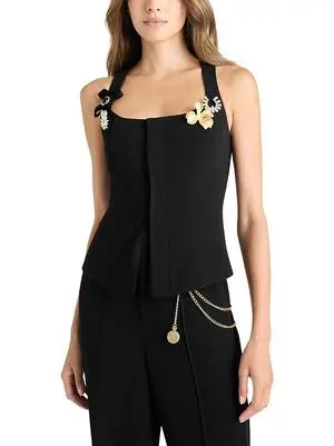 Cinq À Sept Aliana Brooch Trim Top - Black