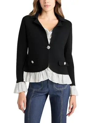 Cinq À Sept Melisan Contrast Trim Jacket - Black/ivory