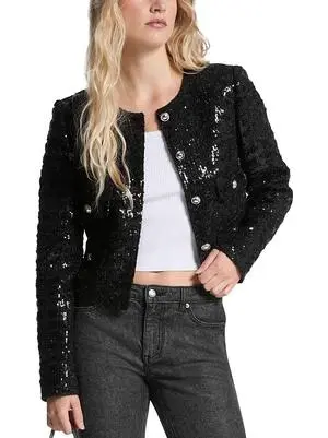 MICHAEL KORS Cropped Sequin Tweed Jacket