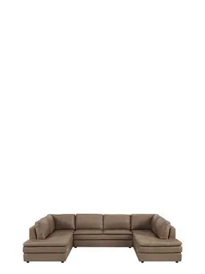 CHATEAU D'AX Brunello Leather Sectional Sofa Taupe