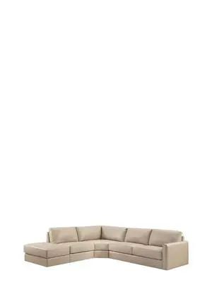 CHATEAU D'AX Leather Colonna Sectional Sofa Light Grey