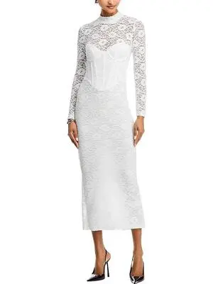 Bardot Carmen Lace Corset Midi Dress - Orchid White