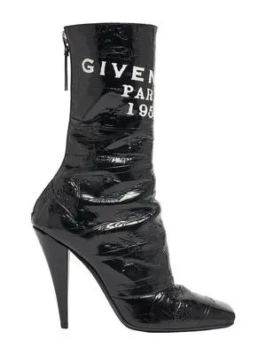 Givenchy Tape Shiny Leather Ankle Boots - Black
