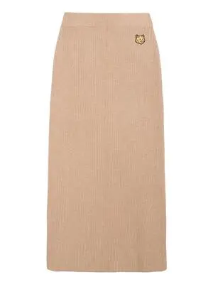 Maison Kitsuné Straight Skirt - Beige Melange