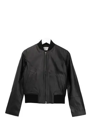 Officine Générale Leather Bomber Jacket - Black