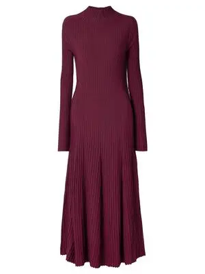 Adam Lippes Tabitha Ribbed-knit Midi Dress - Burgundy