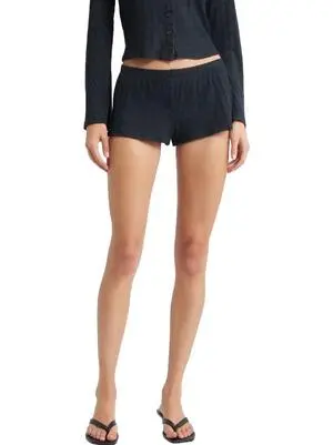 BELLA VENICE Luna Low Rise Rib Cashmere Blend Shorts - Black