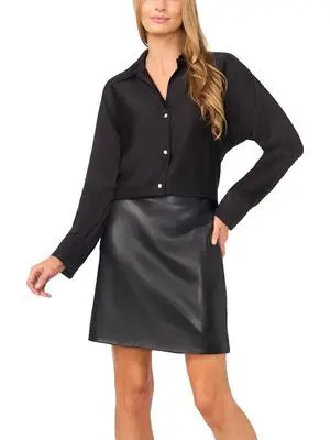 Halogen Charmeuse Button-up Shirt - Rich Black